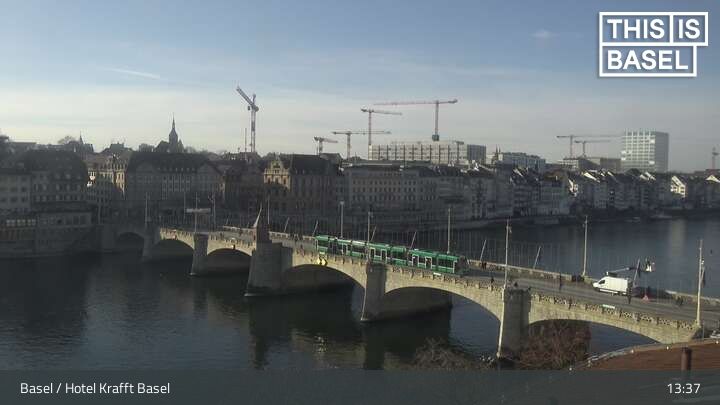 Vollbild: Basel: Middle Bridge, Basel - Martinskirche - Rhine Promenade ...
