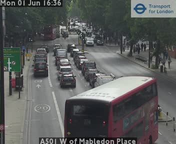 London: A501 W of Mabledon Place Traffic Cam United Kingdom